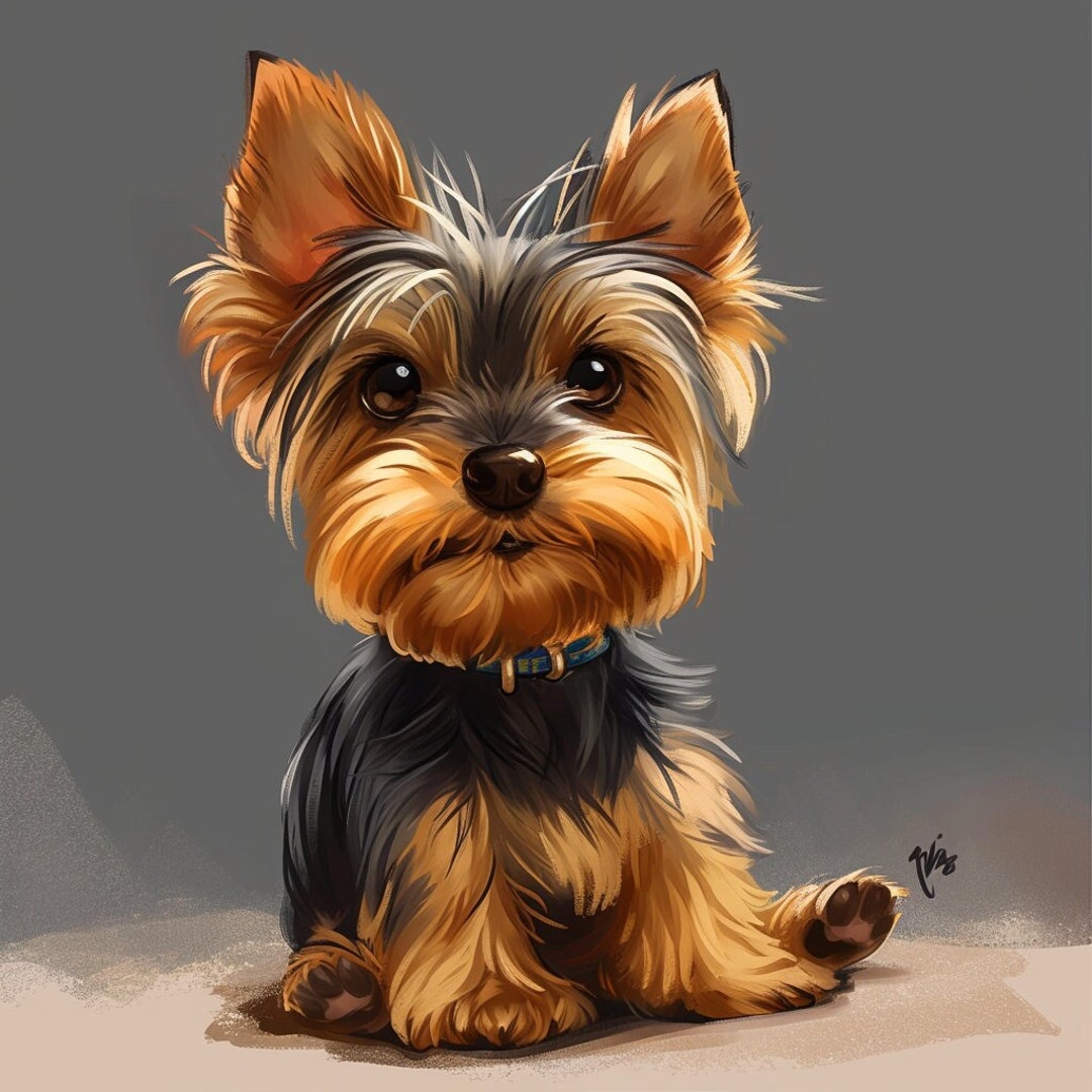 Cartoon Yorkie Digital Print - Etsy