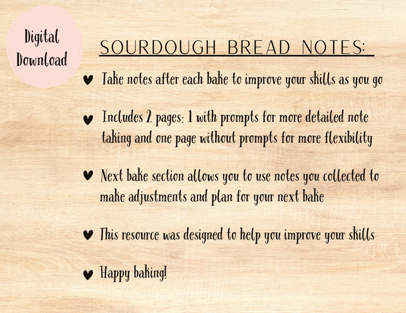 Sourdough Bread Notes - Etsy