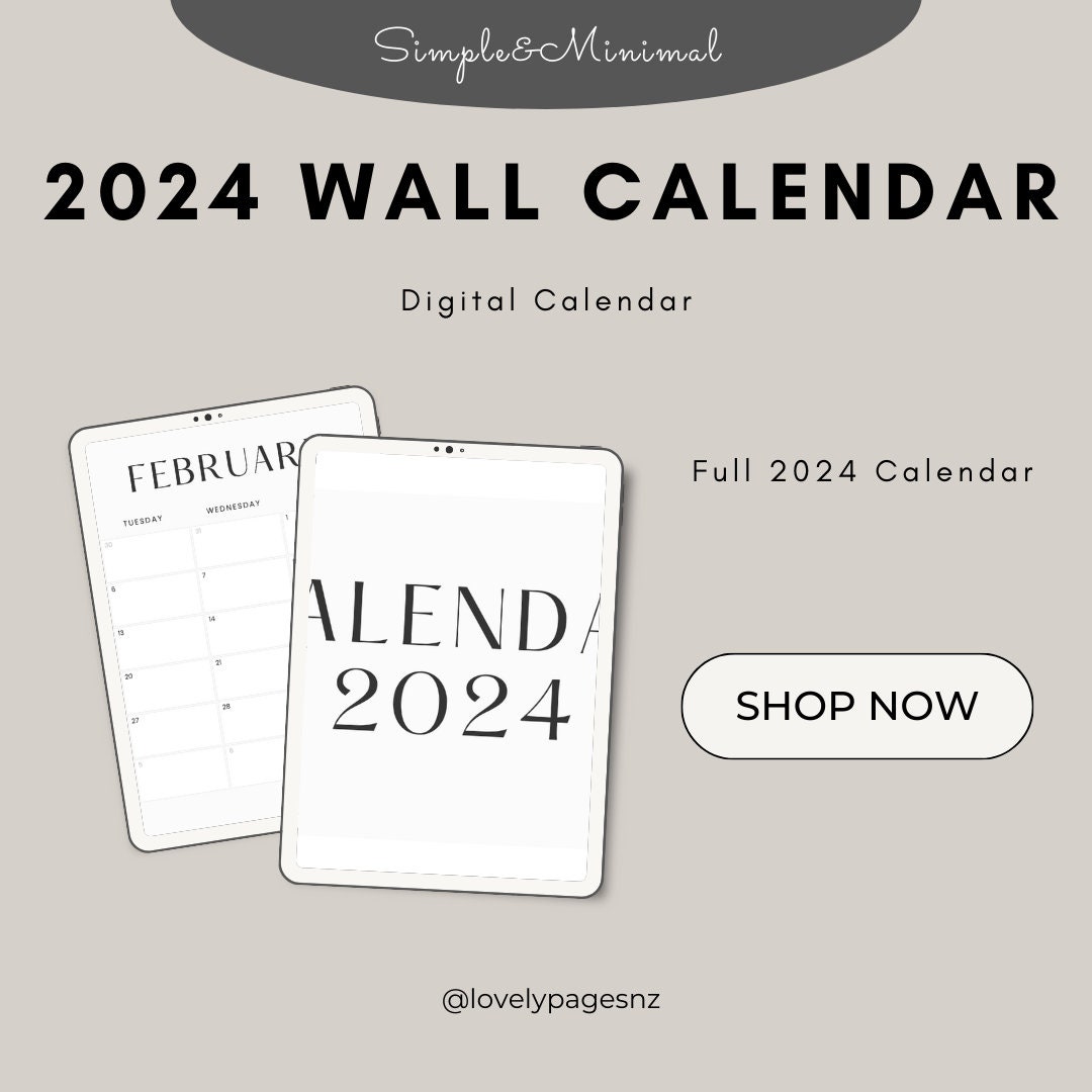 Minimalist 2024 Monthly Calendar - Etsy