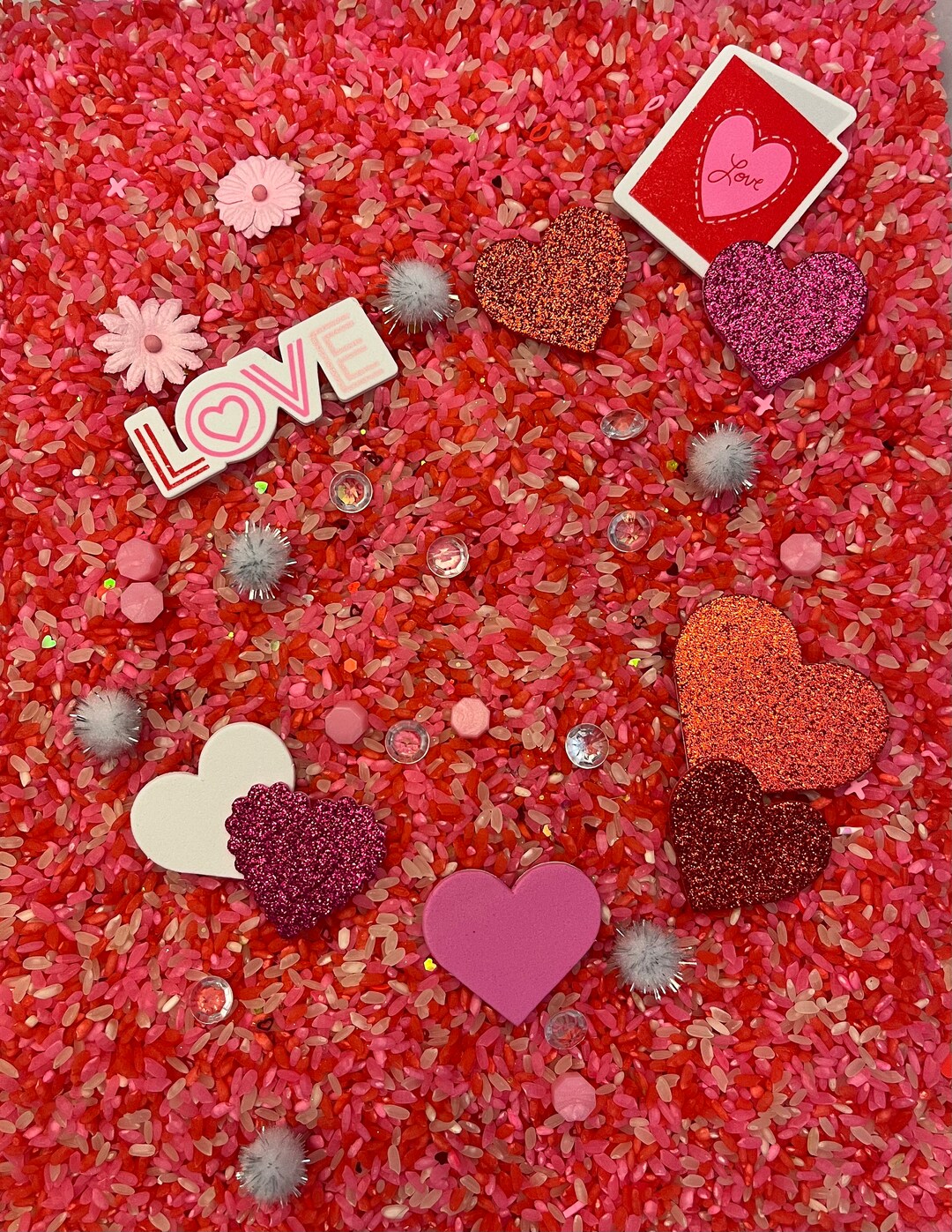 Valentines Day Colored Rice & Toys Sensory Bin Filler, Red, White, Pink ...