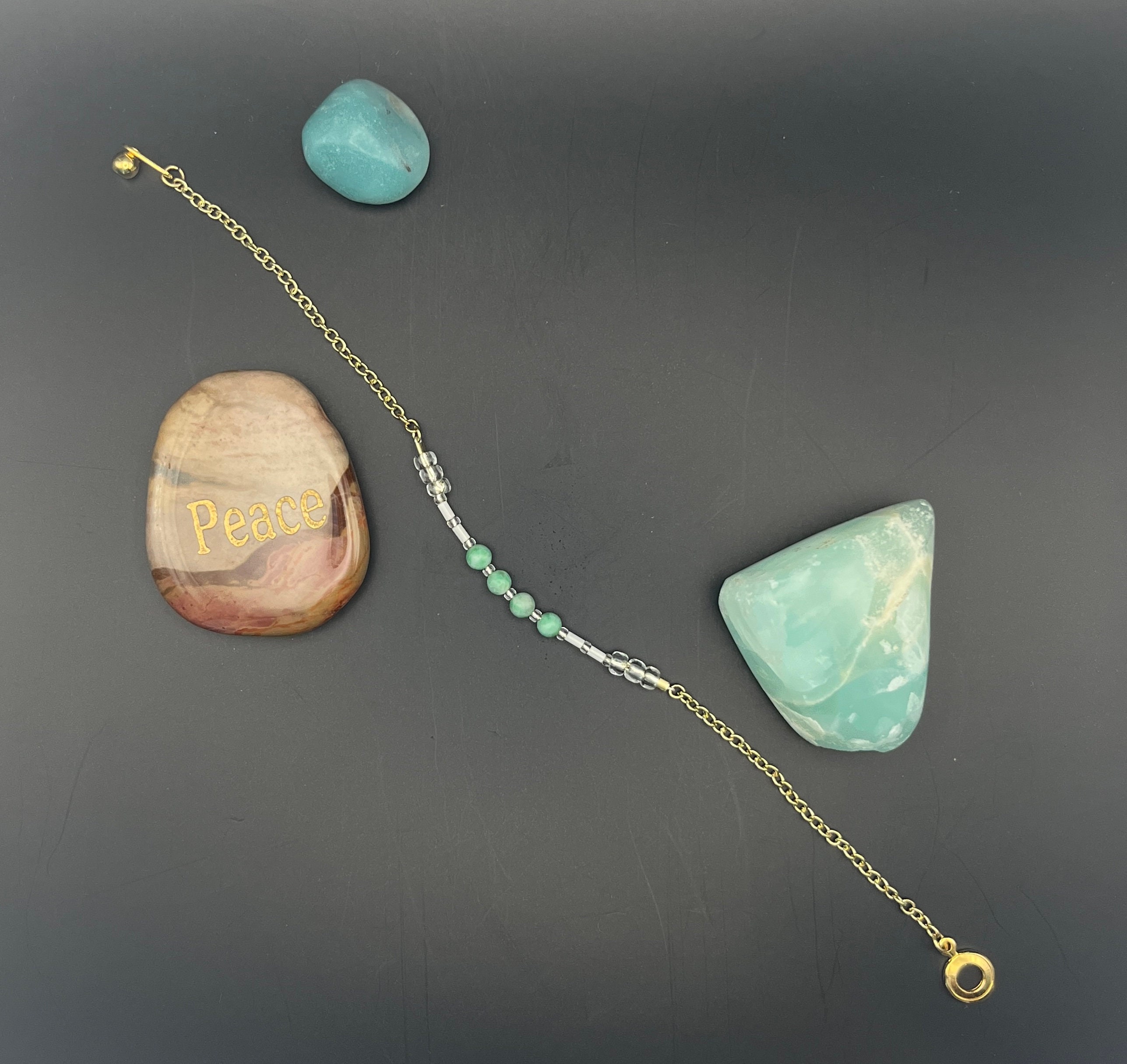 Jade Gemstone Bracelet – Gold Finish | Silver Finish | Heart-centered ...