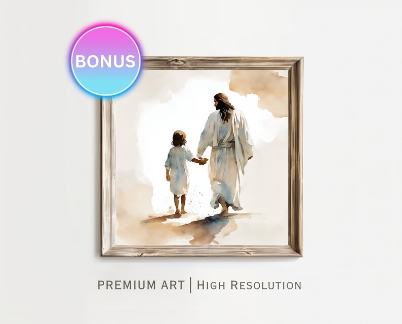 Jesus Leading Child Come Follow Me Bible Art Christian Art Digital ...