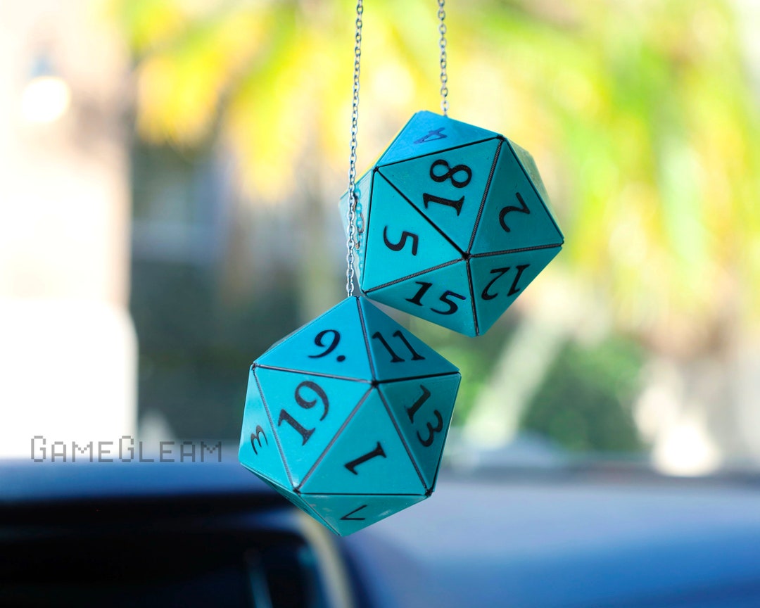 D20 Car Dice [2" Teal Blue and Black Holographic - "chromatic Ocean ...
