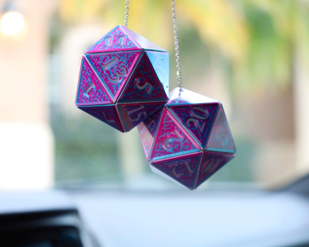D20 Car Dice 2 Glow in the Dark Purple/blue Holographic amethyst ...