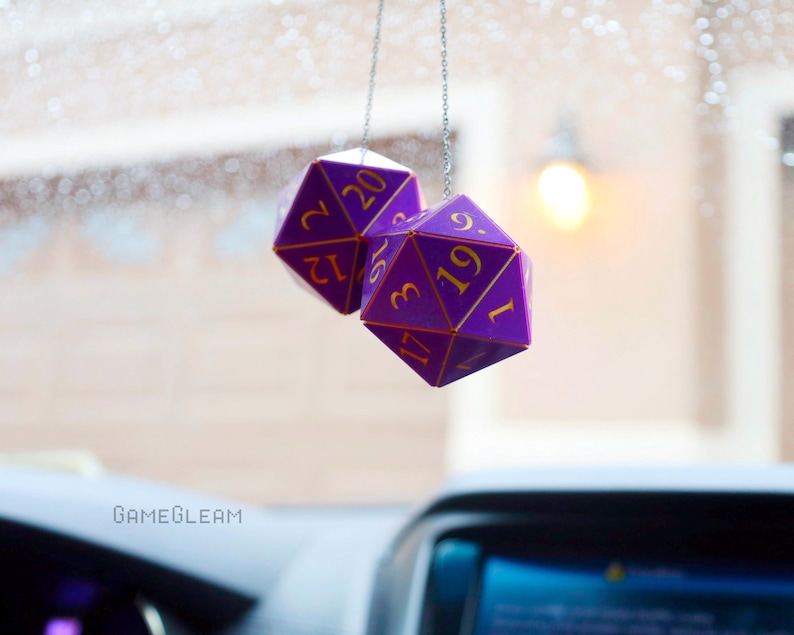 D20 Car Dice [2" Purple and Gold Holographic - "royal Gold"] - Hanging ...