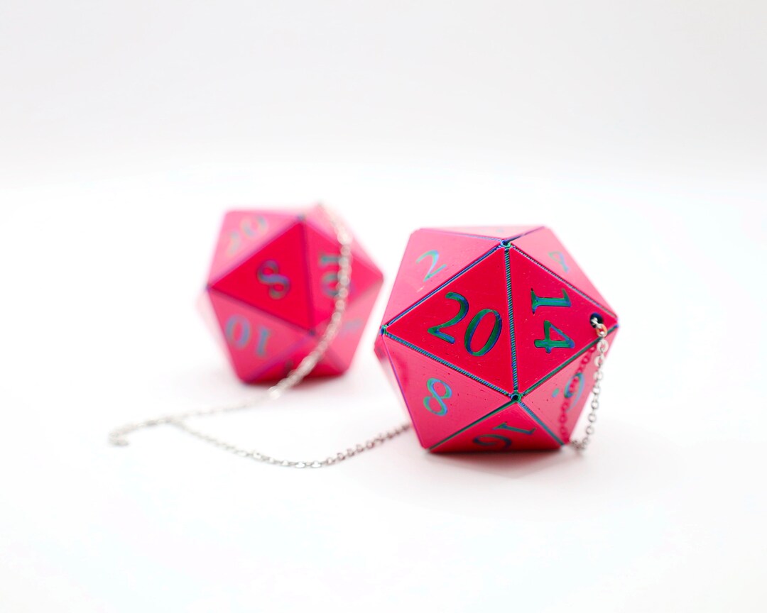 Handmade D20 Car Dice: Fuchsia Gems Holographic Dnd Charm - Etsy