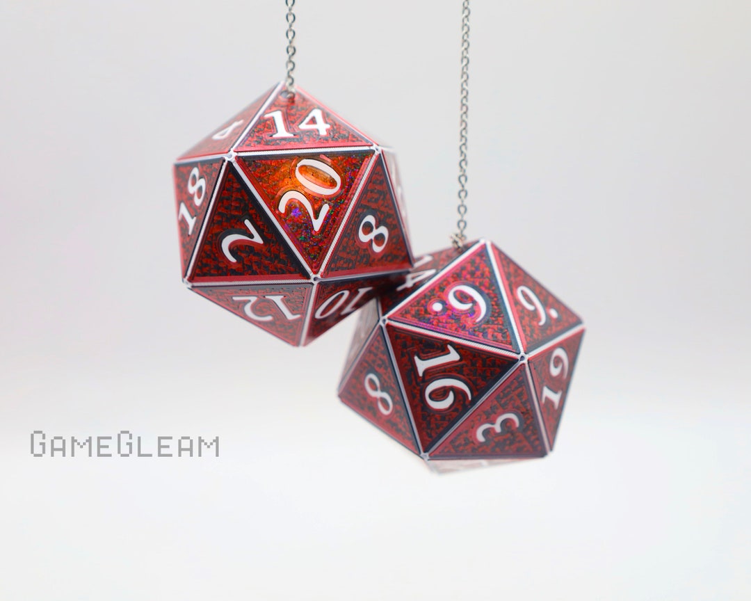 D20 Car Dice [2" Red/black and White Holographic - "rogue Dodge ...