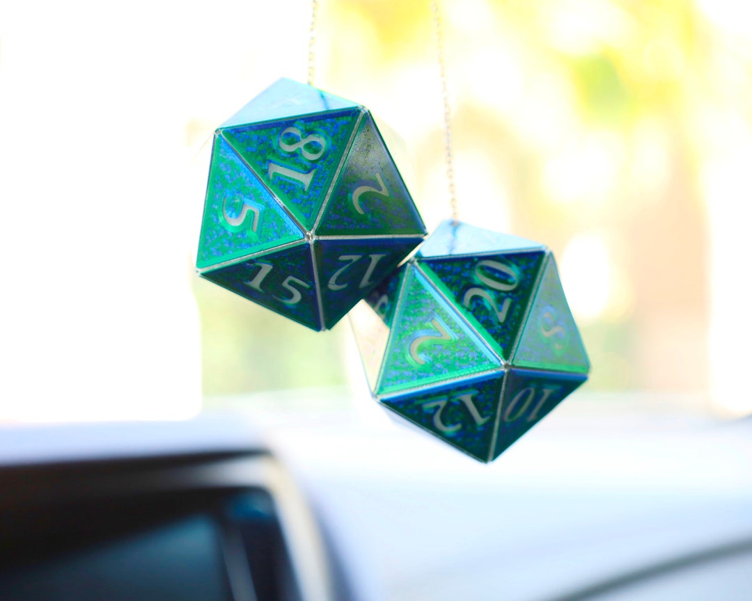 D20 Car Dice [2" Green/blue Holographic and Glow in the Dark] - Custom ...