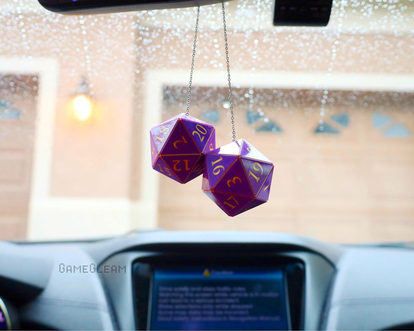 D20 Car Dice [2" Purple and Gold Holographic - "royal Gold"] - Hanging ...