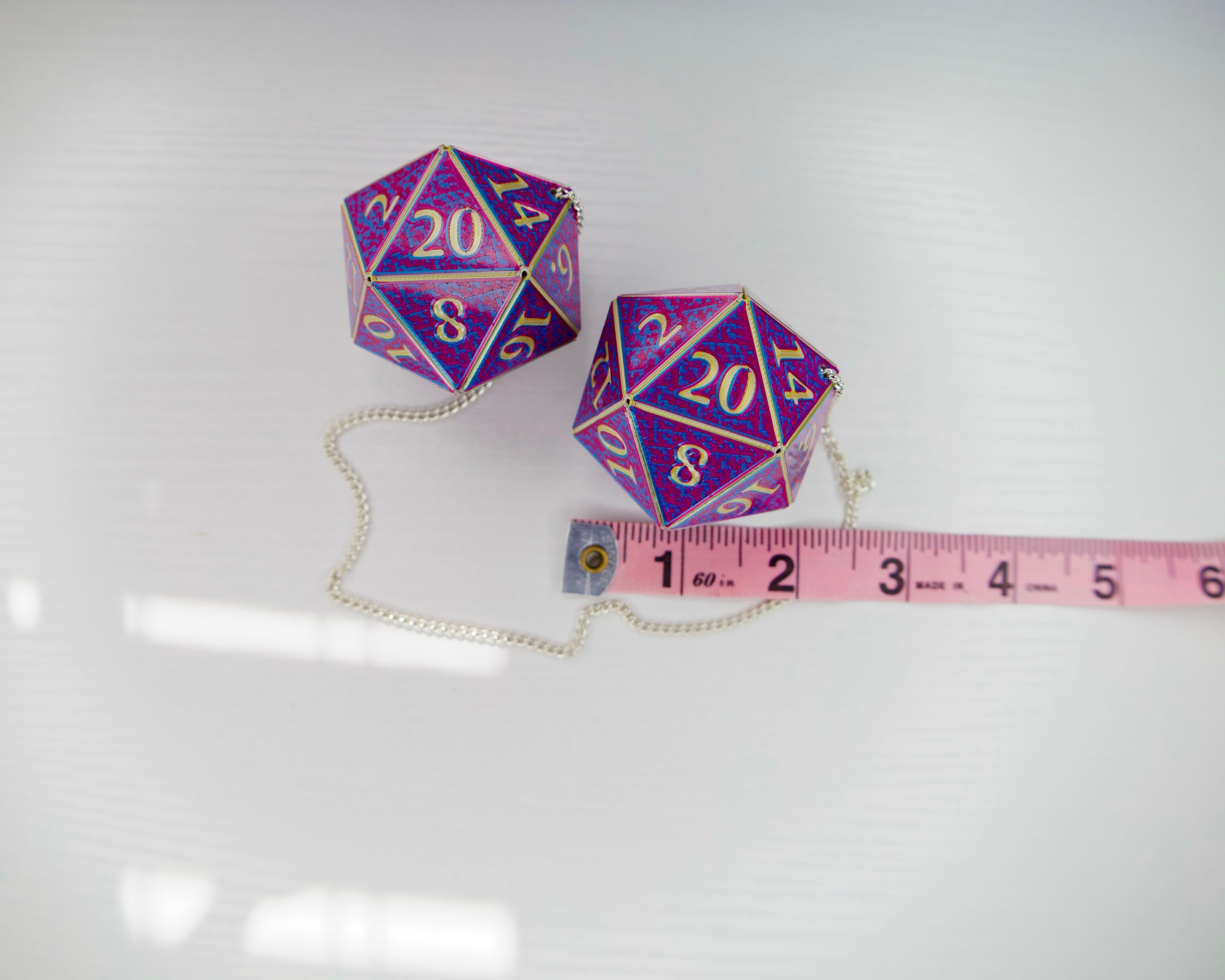 D20 Car Dice violet Luster 2 Purple/blue and Gold/silver Holographic ...