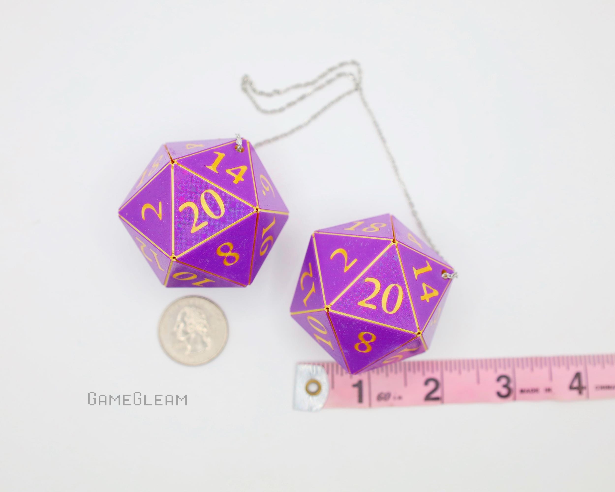 D20 Car Dice [2" Purple and Gold Holographic - "royal Gold"] - Hanging ...
