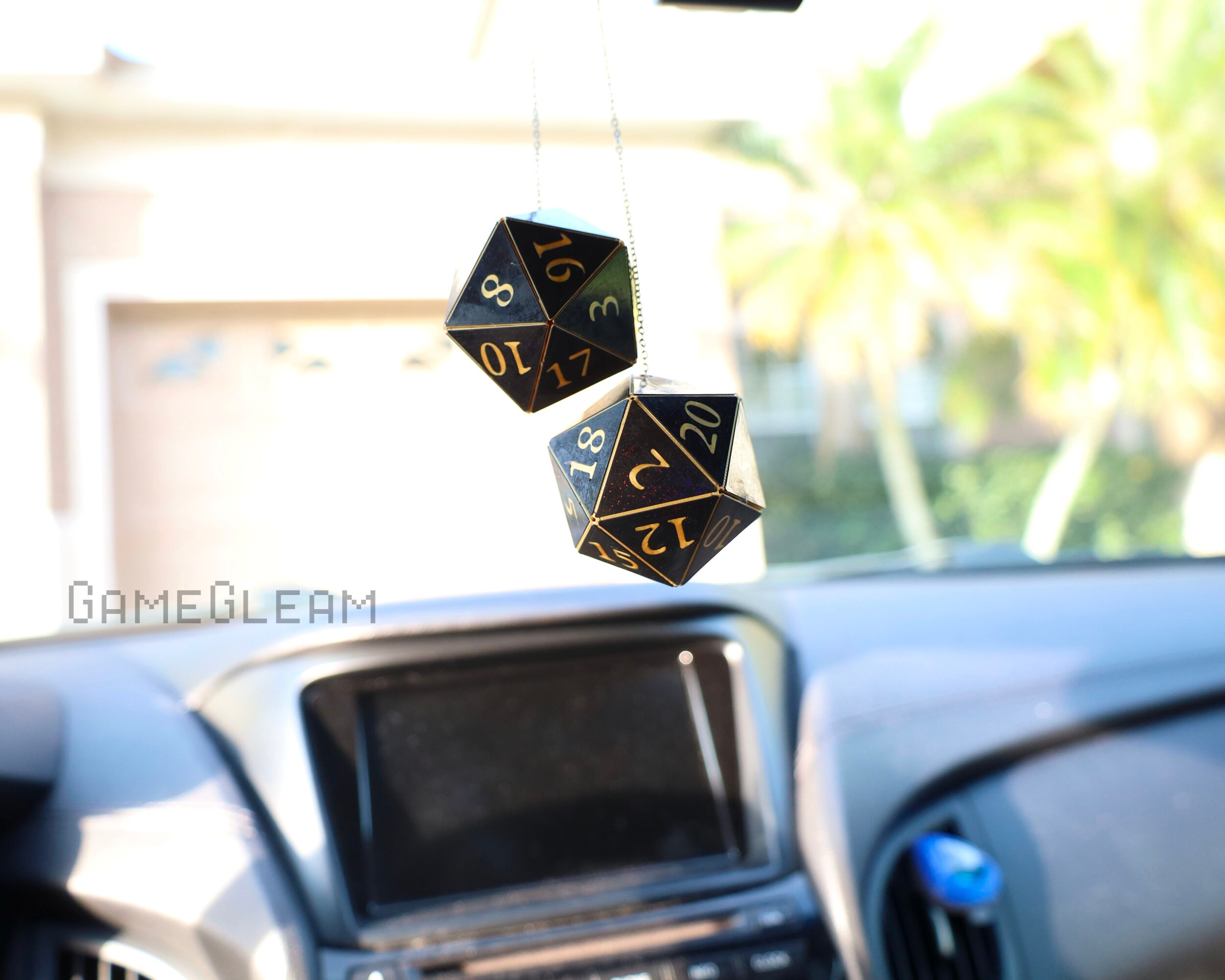 D20 Car Dice [2" Black and Gold Holographic - "gold Pieces"] - Hanging ...