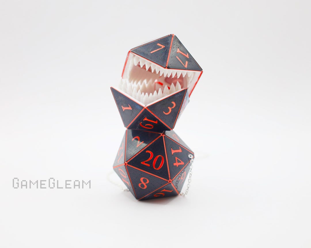 Mimic D20 Car Dice [black and Red Silk, Custom 2" Holographic Charms ...