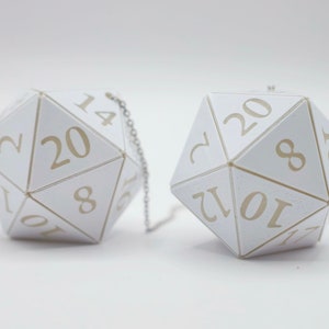 D20 Car Dice [2" Glow in the Dark and White Holographic - "moonbeam ...