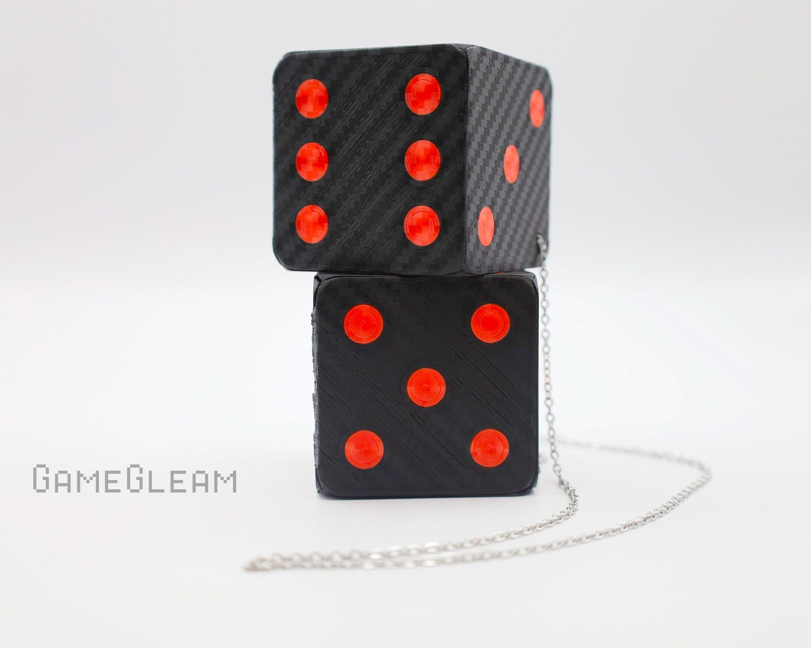 Carbon Fiber Car Dice [2" - Black/gray and Red] - Hanging Dnd Charm ...