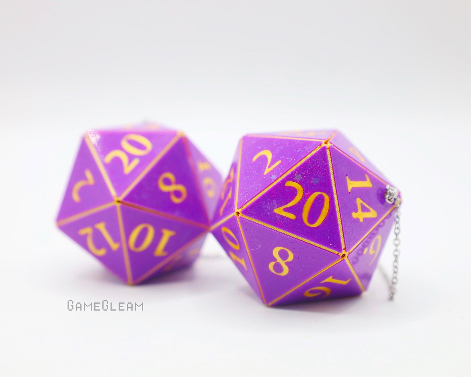 D20 Car Dice [2" Purple and Gold Holographic - "royal Gold"] - Hanging ...