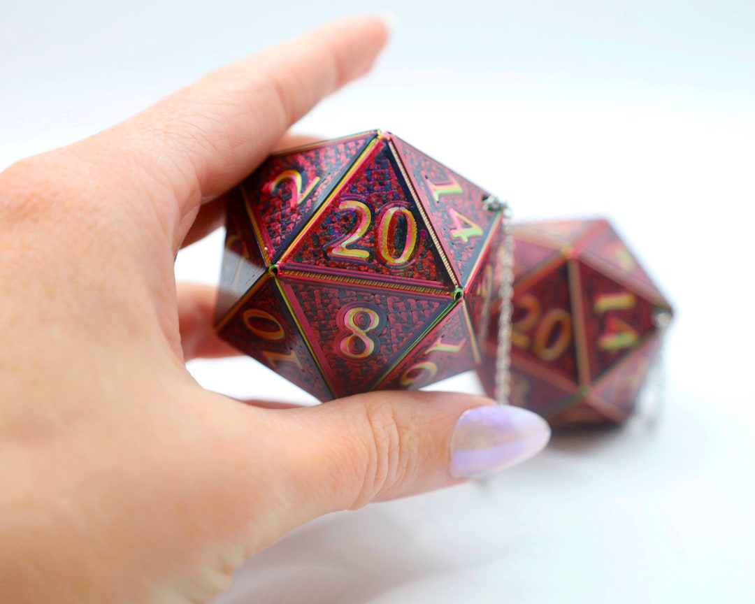 D20 Car Dice [2" Red/black and Rose Gold Holographic - "rogue Glint ...