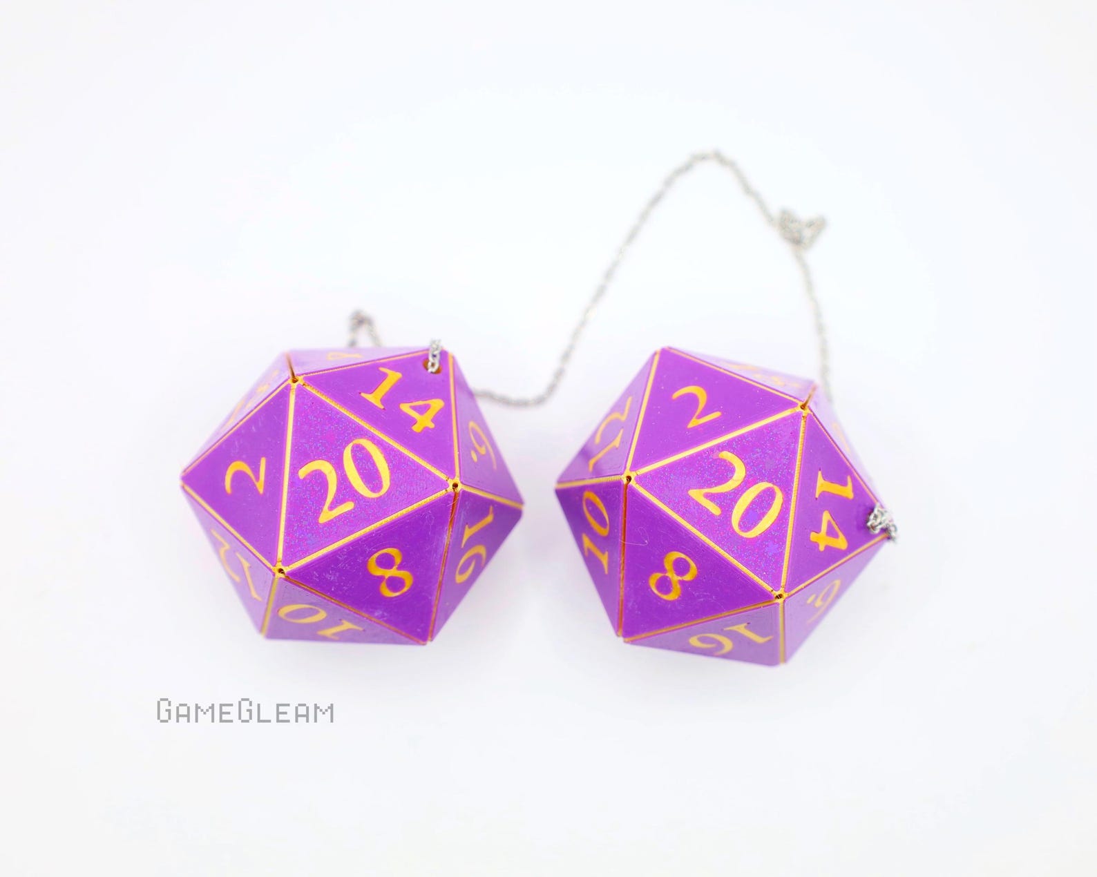 D20 Car Dice [2" Purple and Gold Holographic - "royal Gold"] - Hanging ...