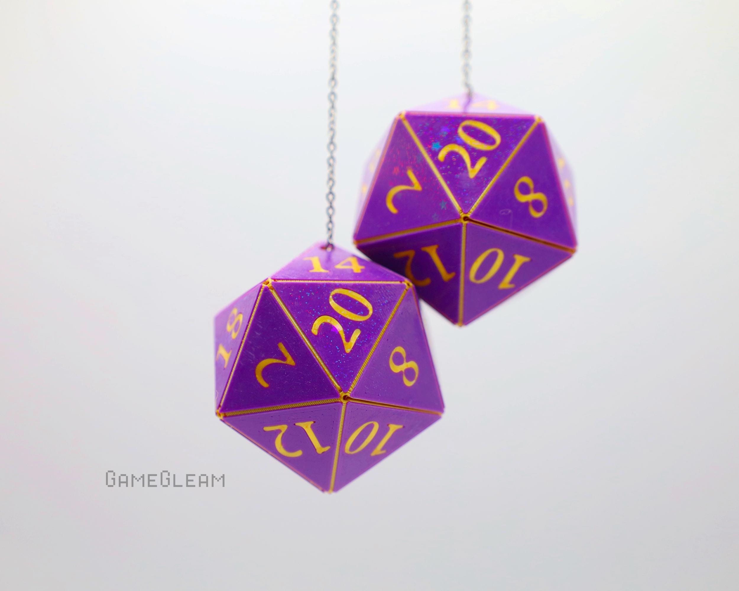 D20 Car Dice [2" Purple and Gold Holographic - "royal Gold"] - Hanging ...