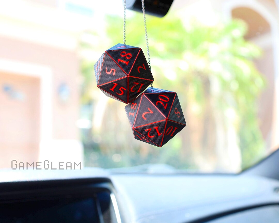 D20 Car Dice [carbon Fiber, 2" - Pick Your Number Colors] - Hanging Dnd ...