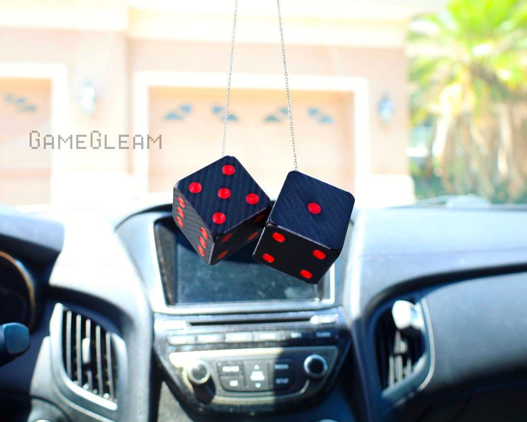 Carbon Fiber Car Dice [2" - Black/gray and Red] - Hanging Dnd Charm ...