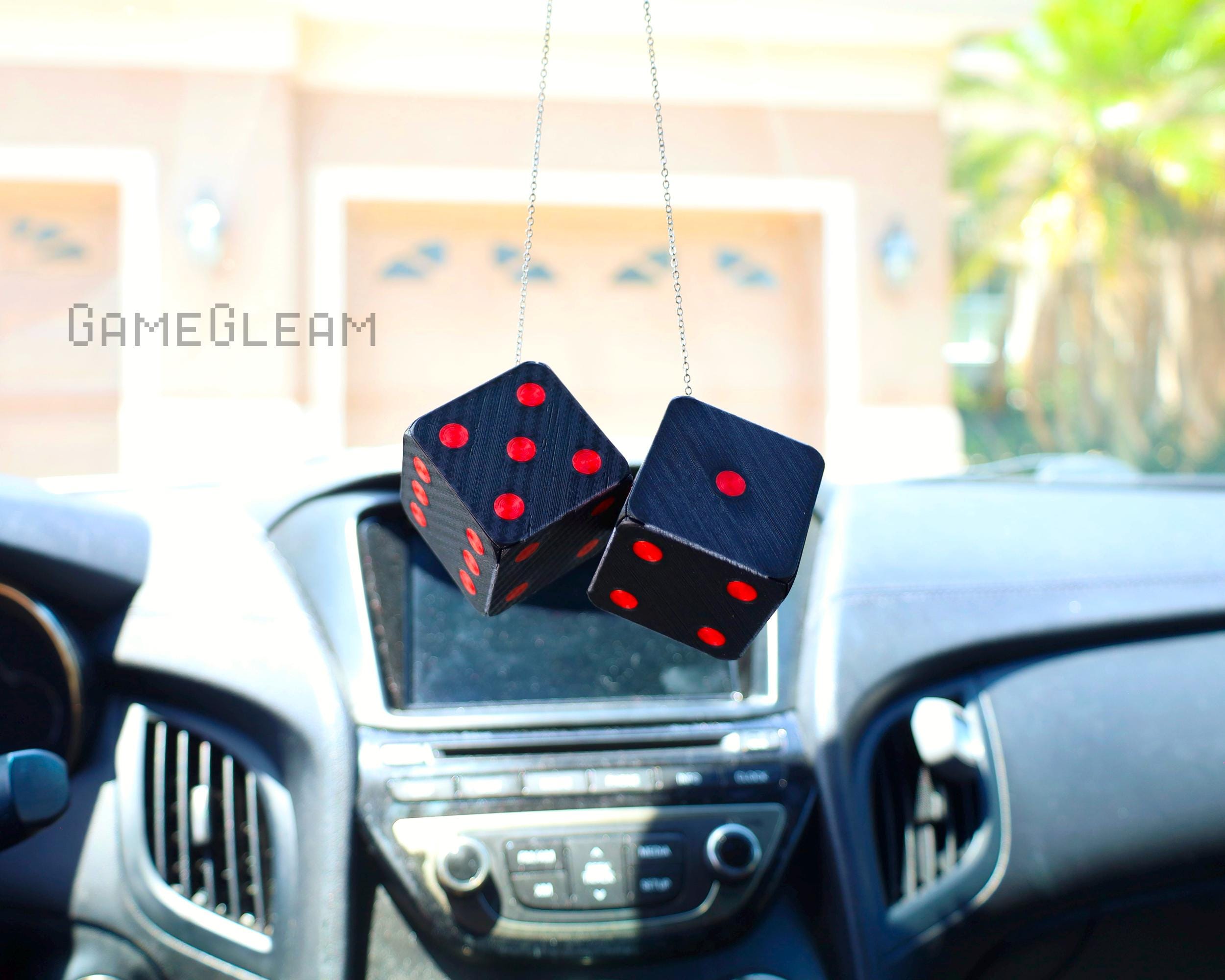 Carbon Fiber Car Dice [2" - Black/gray and Red] - Hanging Dnd Charm ...