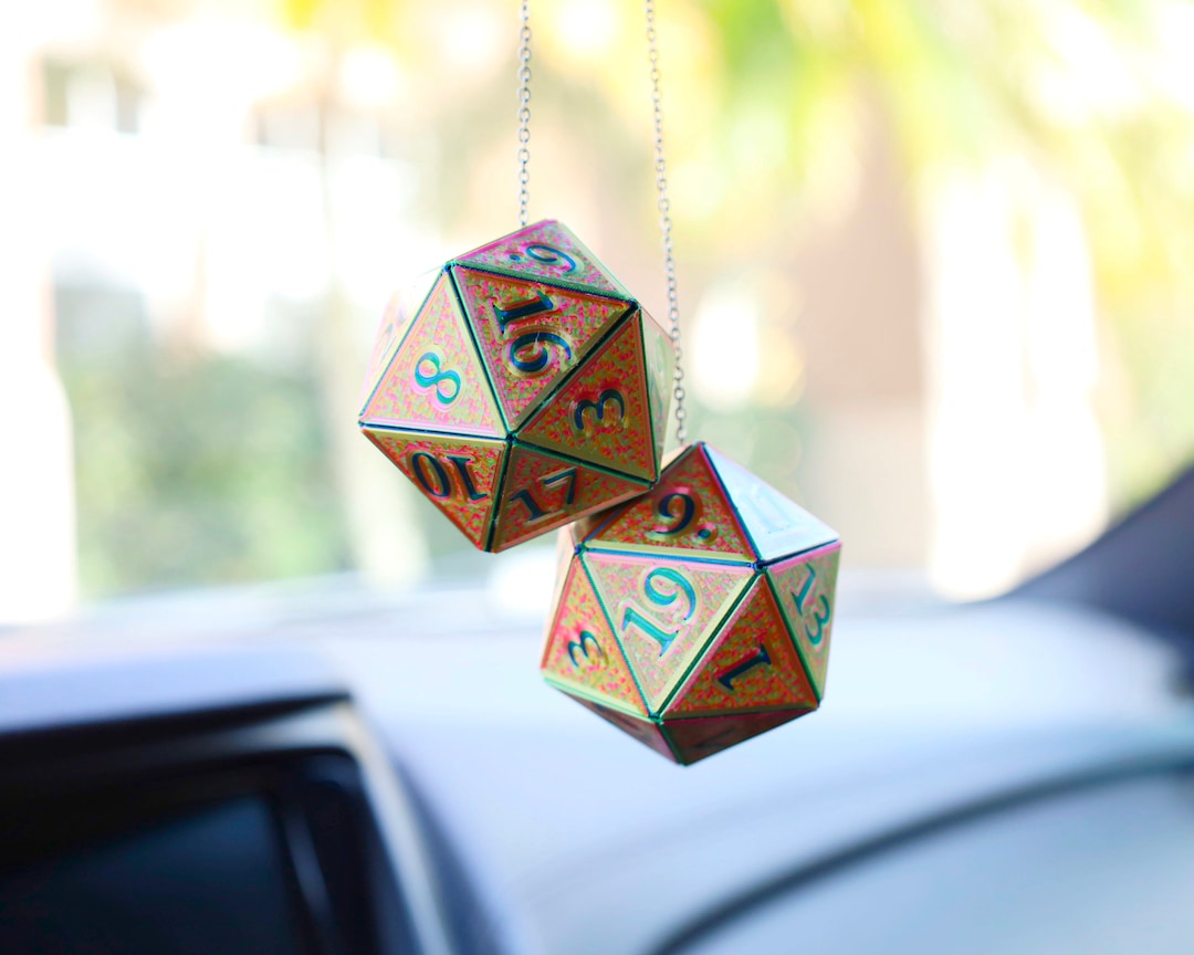 D20 Car Dice [pick Your Colors, Custom 2" Charms] - Dnd Hanging Car ...