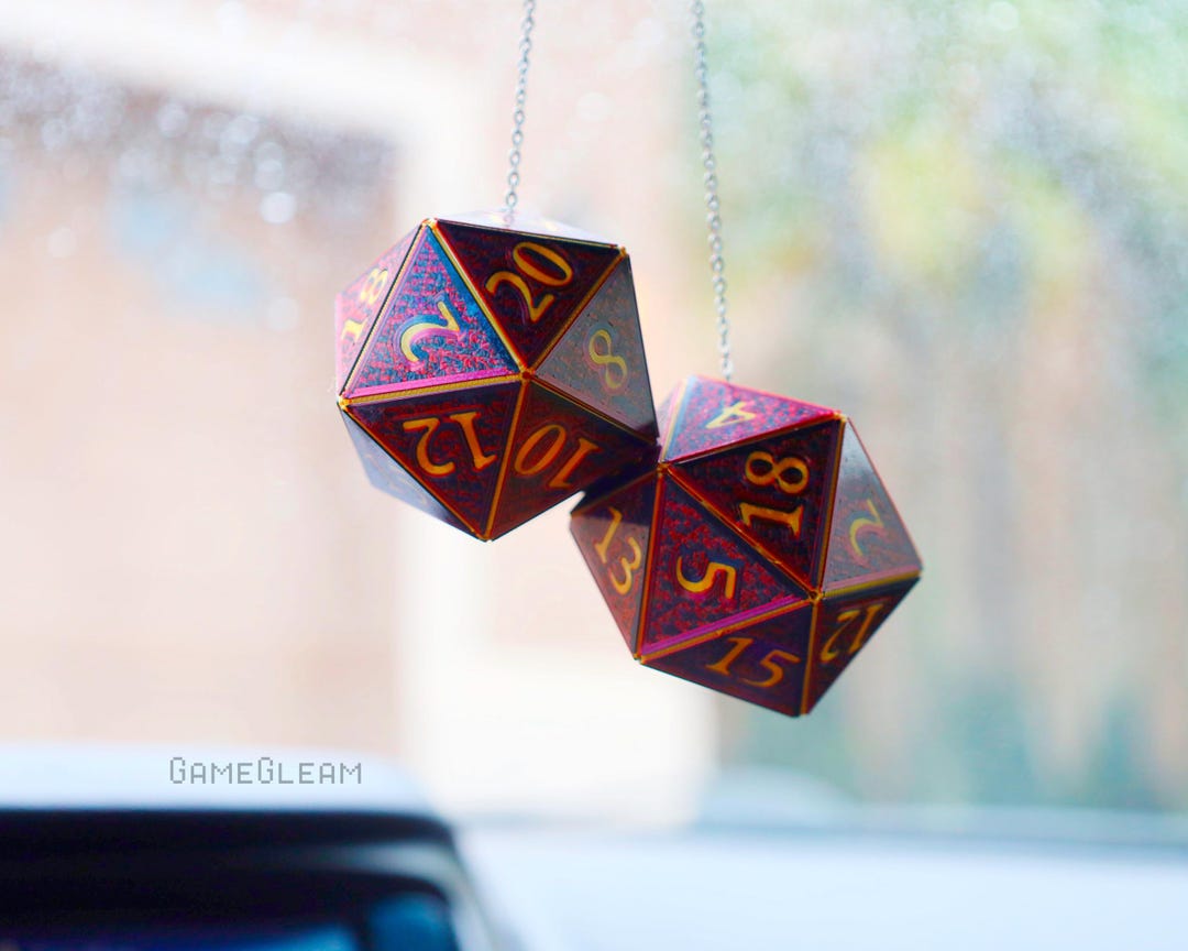 D20 Car Dice [2" Black/red and Gold Holographic - "rogue Gold ...