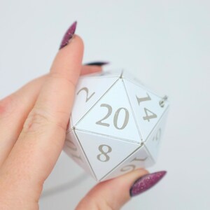 D20 Car Dice [2" Glow in the Dark and White Holographic - "moonbeam ...