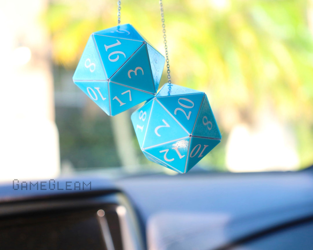 D20 Car Dice [2" Light Blue and White Holographic - "ice Storm ...
