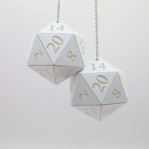 D20 Car Dice [2" Glow in the Dark and White Holographic - "moonbeam ...