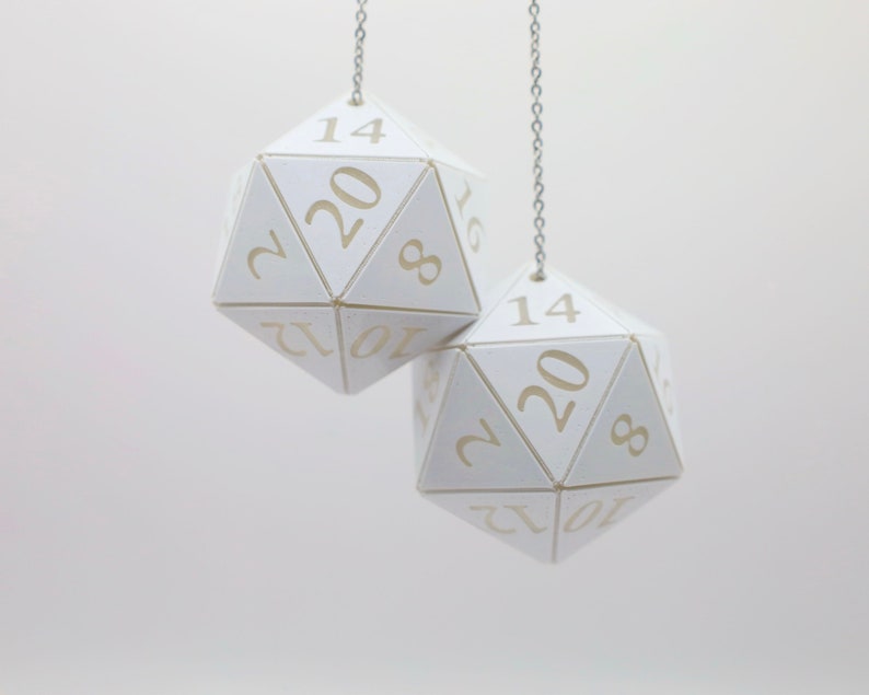 D20 Car Dice [2" Glow in the Dark and White Holographic - "moonbeam ...