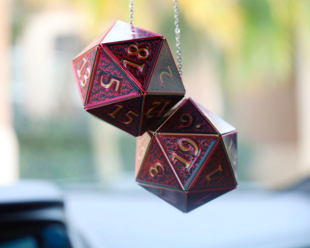 D20 Car Dice rogue Glint 2 Red/black and Rose Gold Holographic Hanging ...
