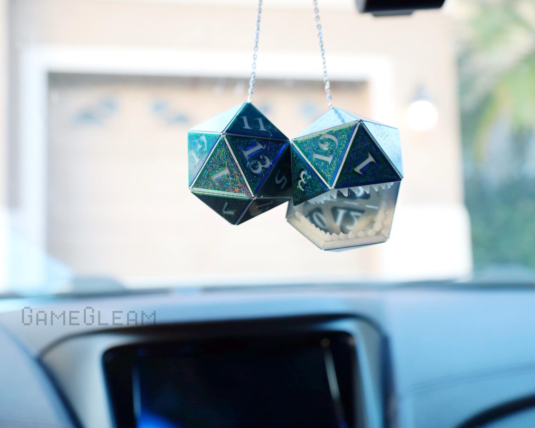 Mimic D20 Car Dice: Blue/green Holographic Glow-in-the-dark Dnd ...