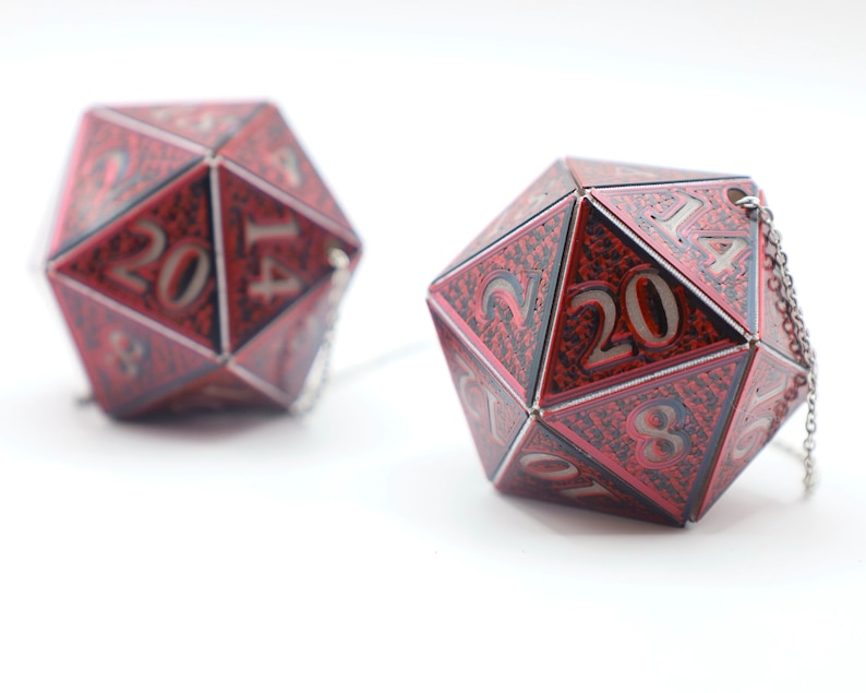 D20 Car Dice 2 Glow in the Dark Black/red Holographic rogue Light ...