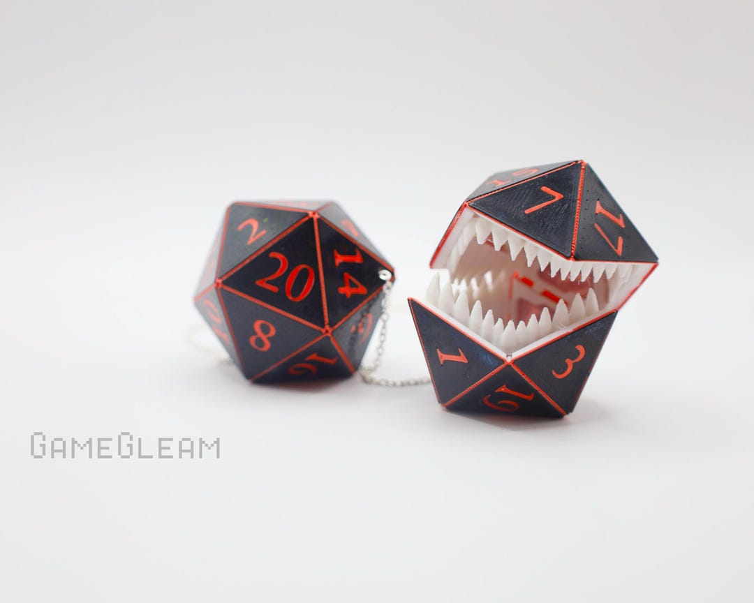 Mimic D20 Car Dice [black and Red Silk, Custom 2" Holographic Charms ...