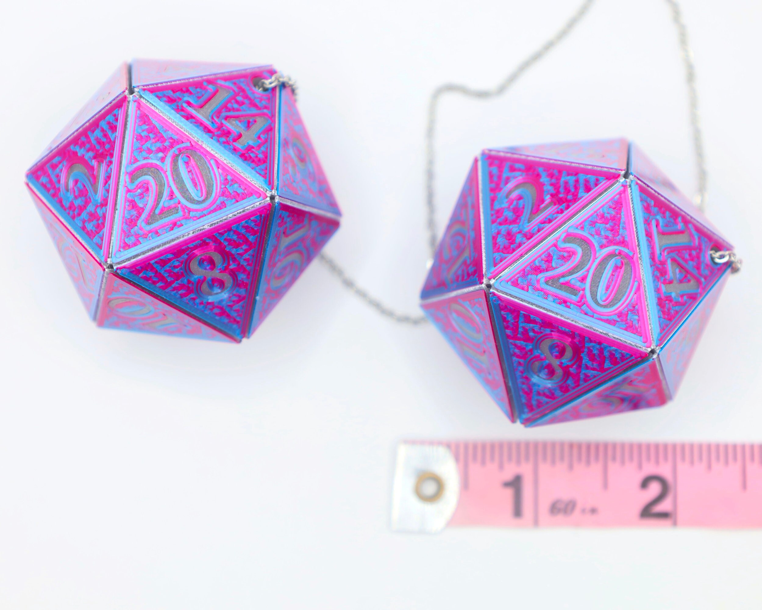 D20 Car Dice [2" Glow in the Dark - Purple/blue Holographic - "amethyst ...