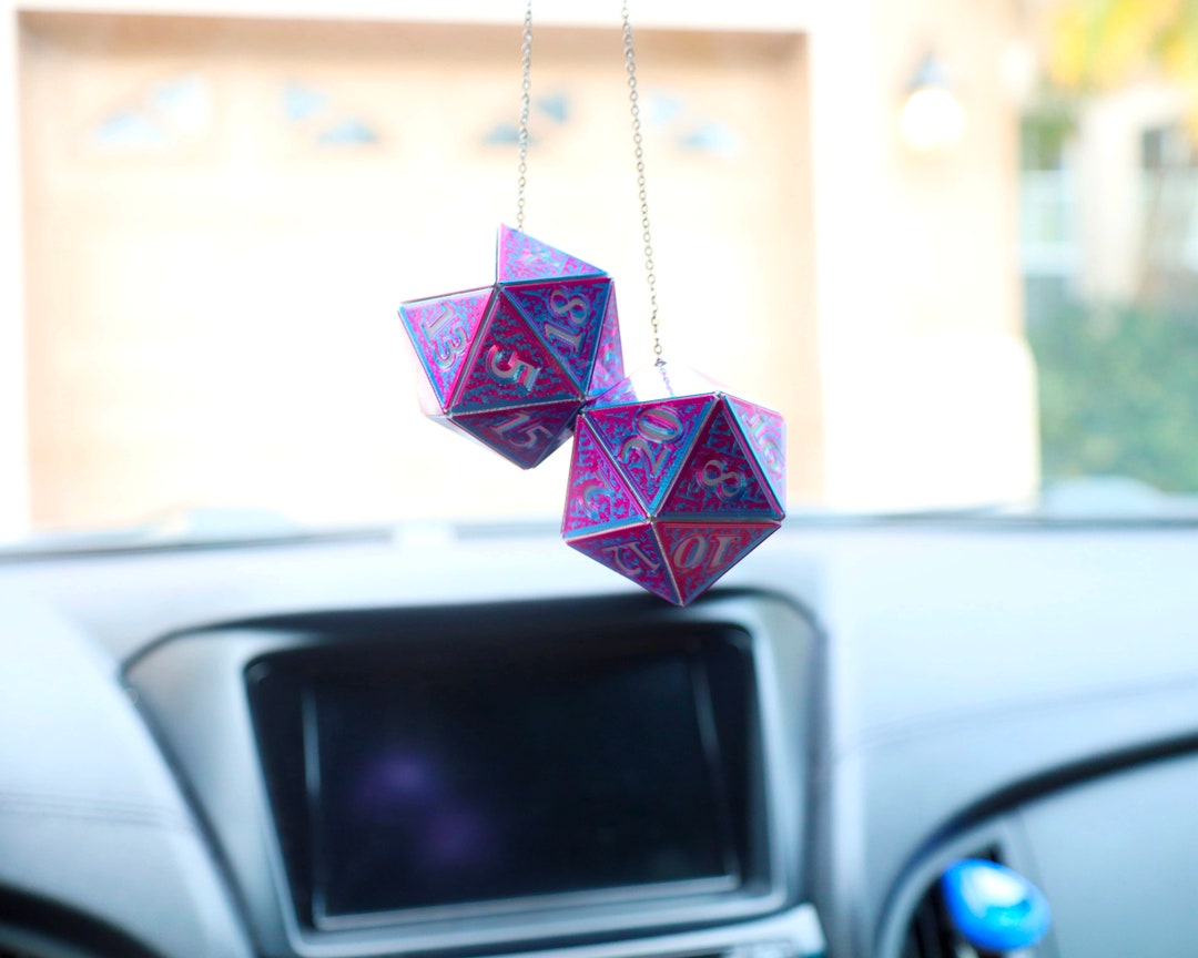 D20 Car Dice [2" Glow in the Dark - Purple/blue Holographic - "amethyst ...