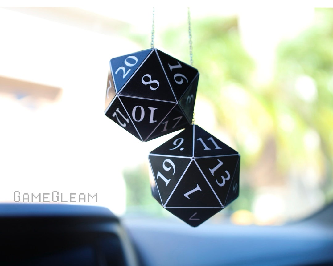 D20 Car Dice [2" Black and White Holographic - "monochrome Magic ...