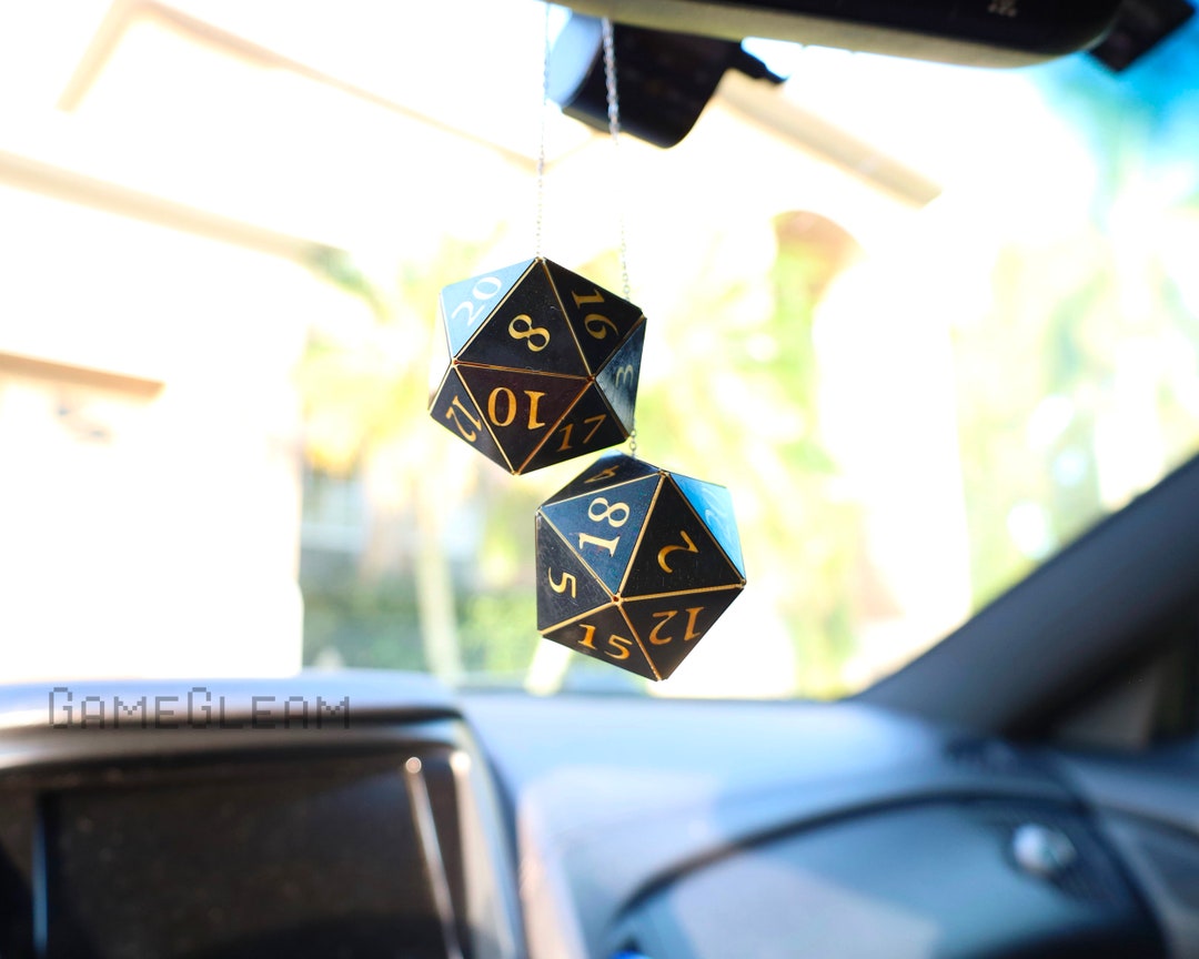 D20 Car Dice [2" Black and Gold Holographic - "gold Pieces"] - Hanging ...