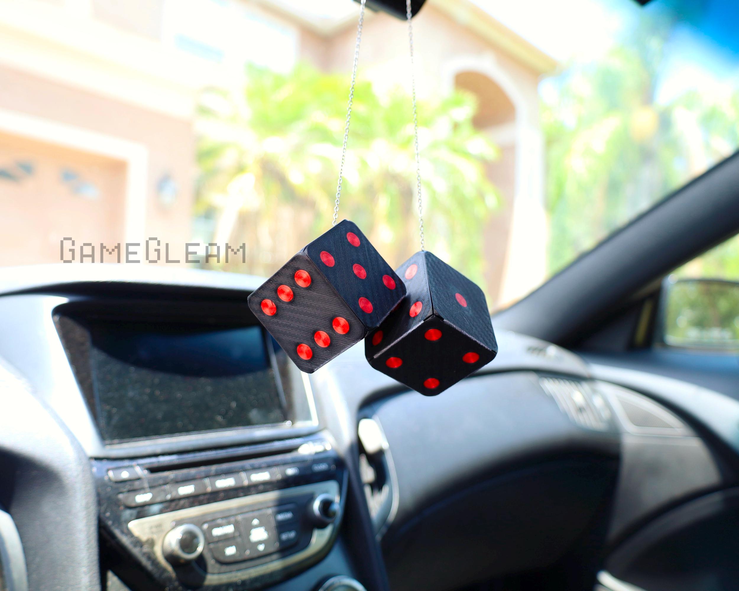 Carbon Fiber Car Dice [2" - Black/gray and Red] - Hanging Dnd Charm ...