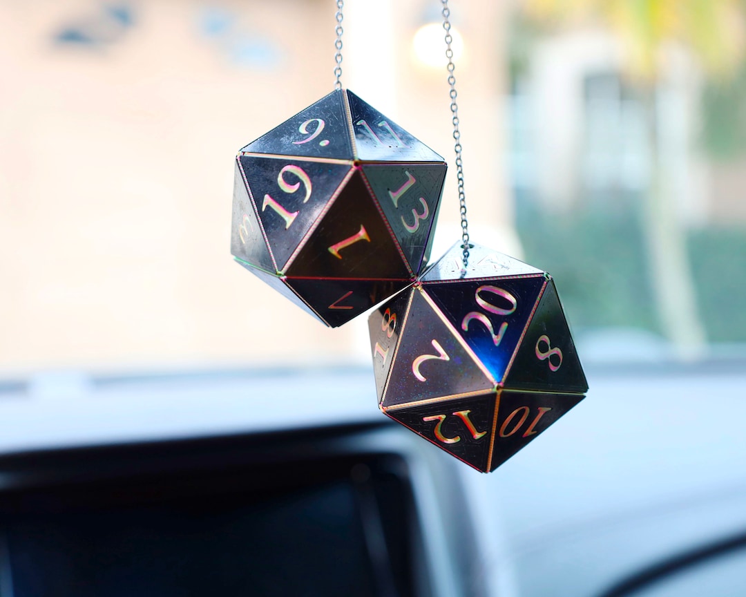 D20 Car Dice [2" Black and Rose Gold Holographic - "onyx Radiance ...