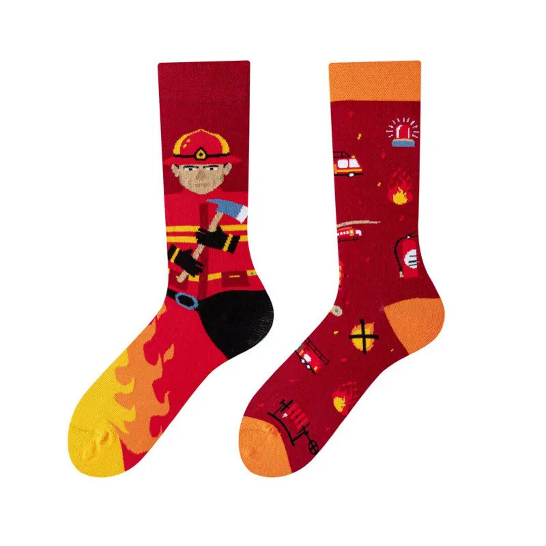 Firefighter Fashion Colorful Odd Socks UK 5-10 - Etsy