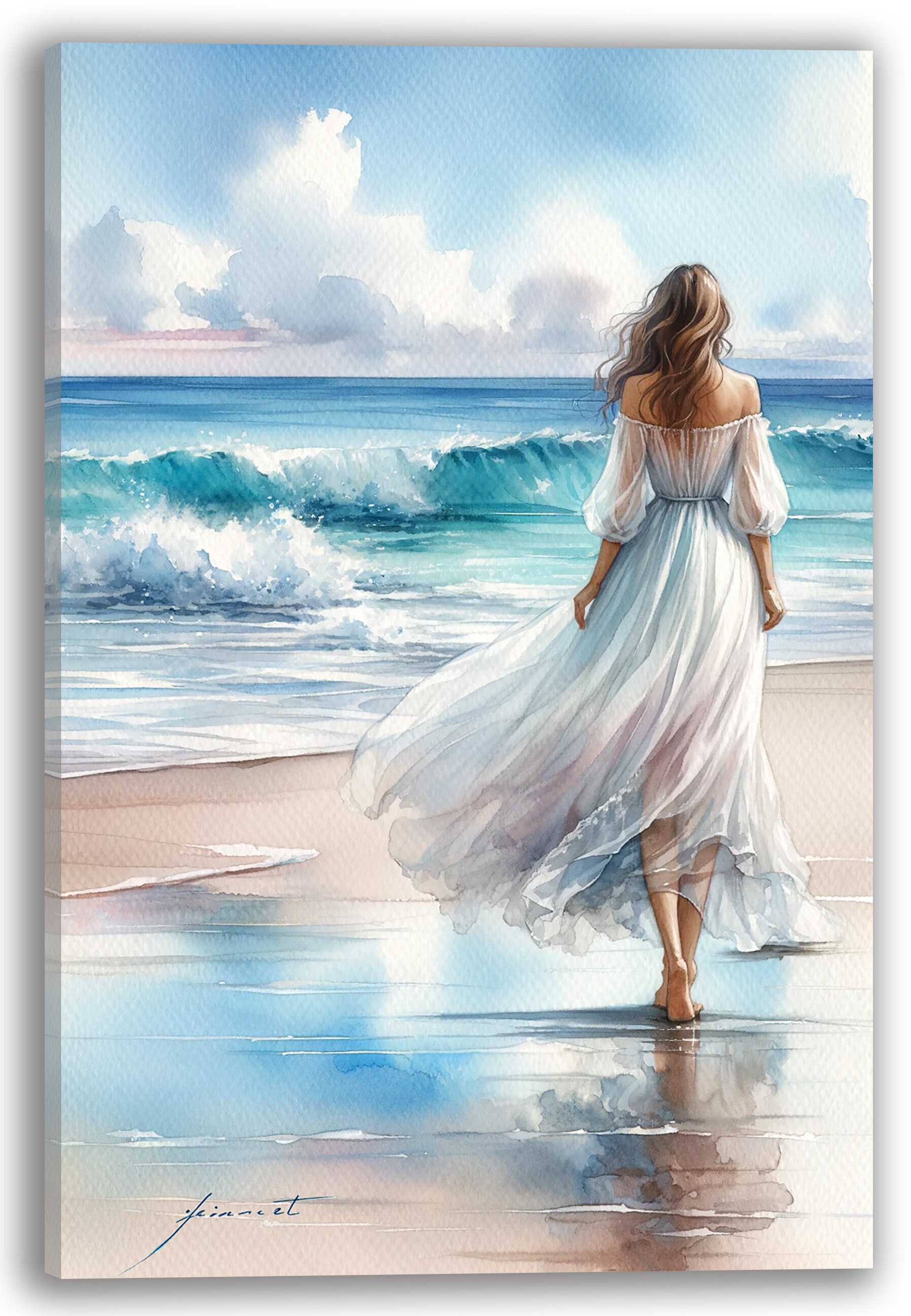 Coastal Serenity Ocean Breeze Watercolor Canvas Print - Etsy