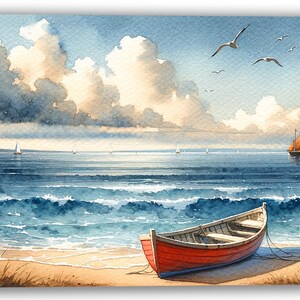 Harbor Hues - Maritime Watercolor Canvas Print Ready to Hang - Etsy