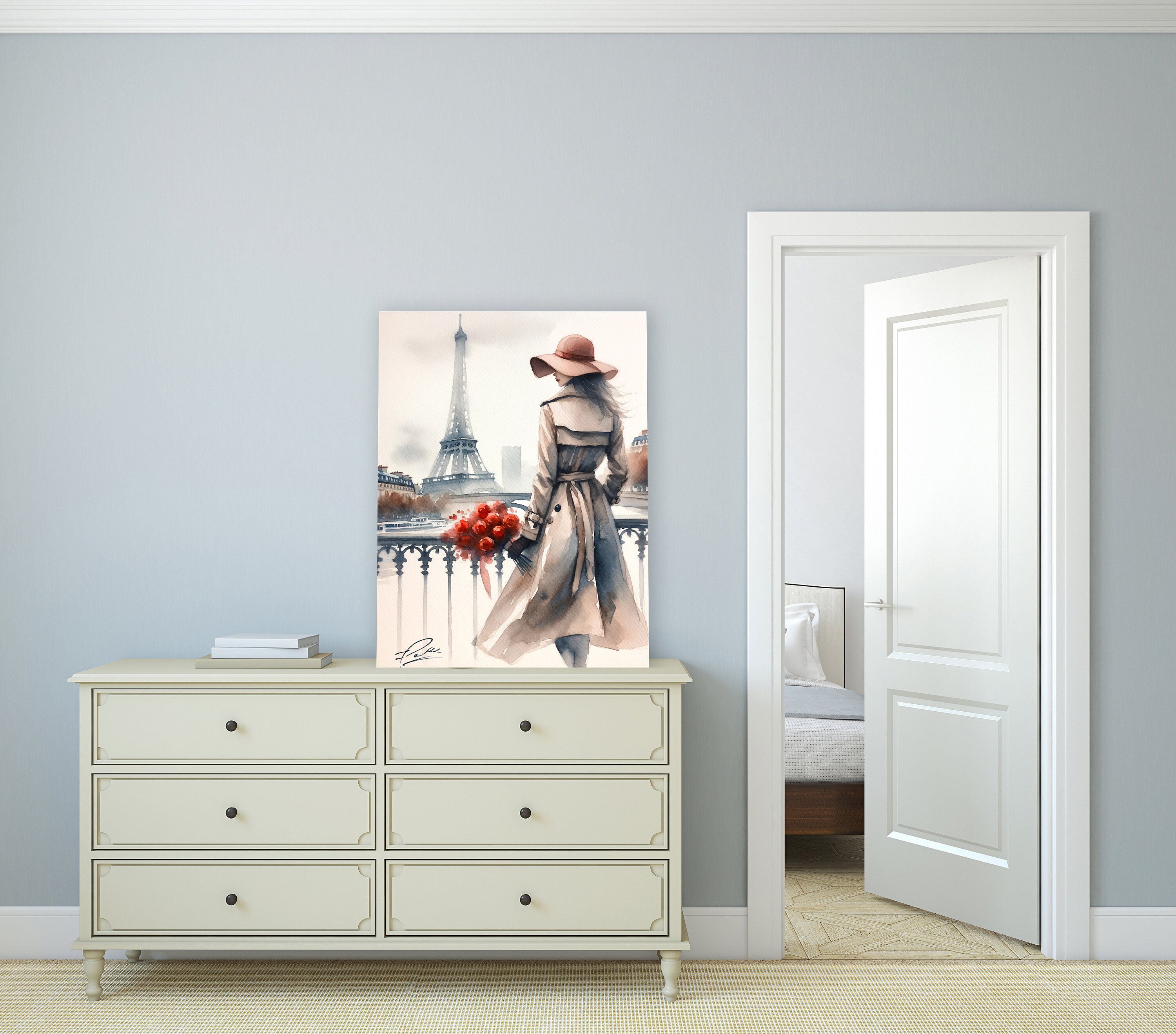 Parisian Chic With Blooms - Timeless Canvas Art Print - Elegant Home ...