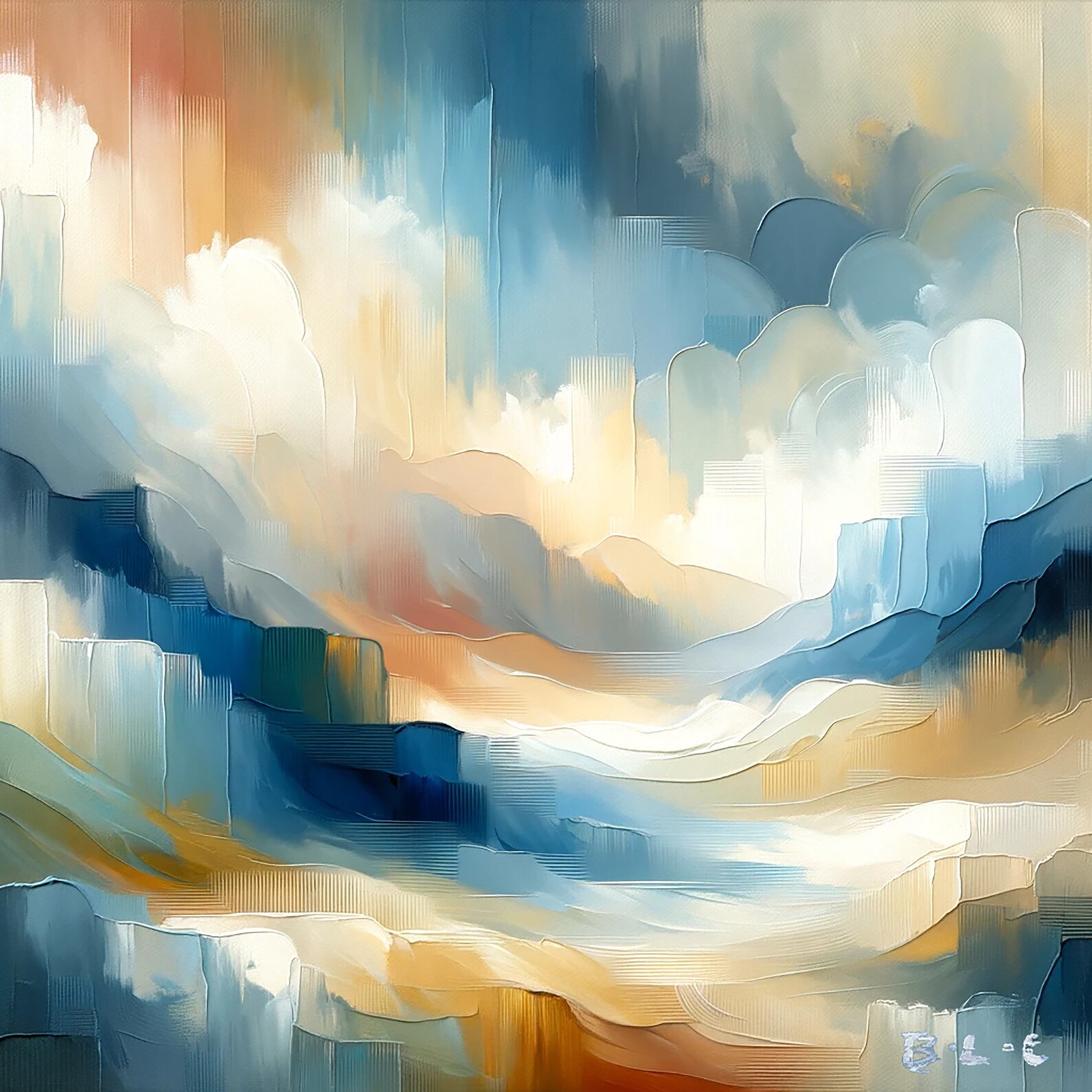 Serenity Unveiled: Tranquil Layers - Print Canvas Wrapped Wall Art for Living Room, Bedroom, Bar ...