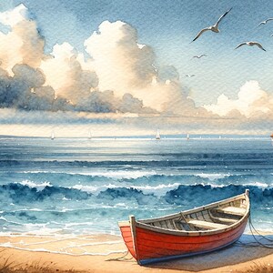 Harbor Hues - Maritime Watercolor Canvas Print Ready to Hang - Etsy