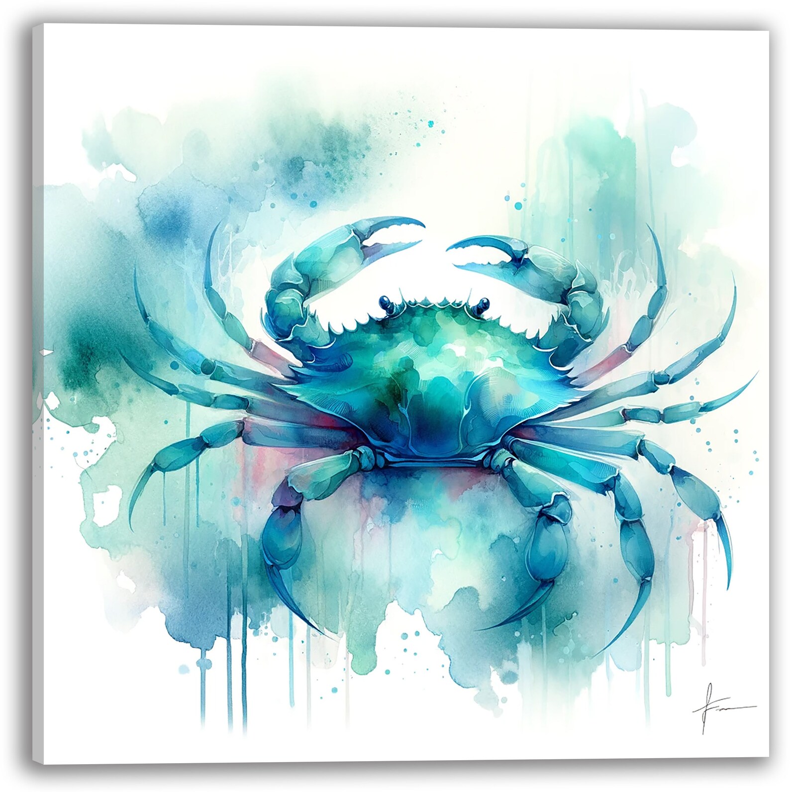 Serene Shellfish - Tranquil Turquoise Crab Canvas Art - Etsy