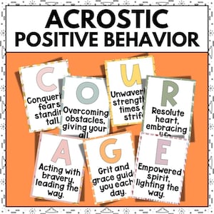 Acrostic Poems Positive Behavior Posters Bulletin Board Classroom Decor ...